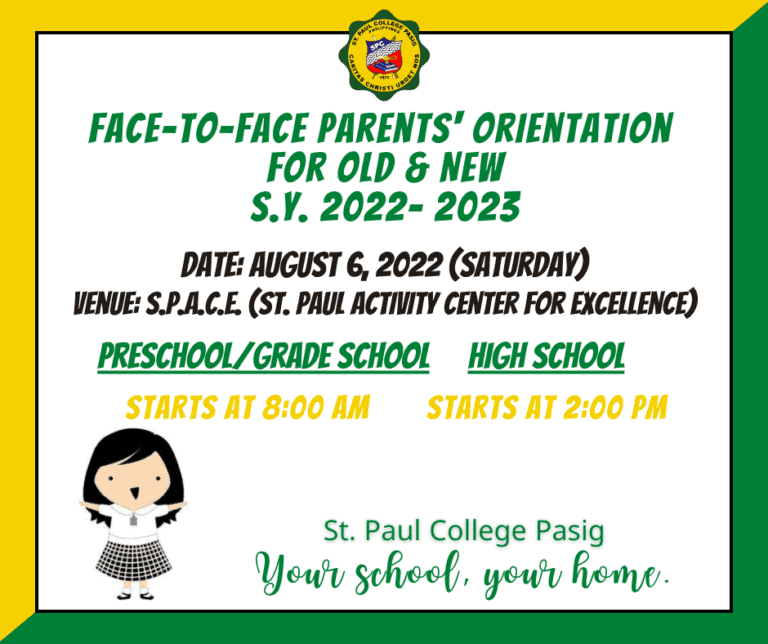 Parents' Orientation - St Paul College Pasig, Inc.